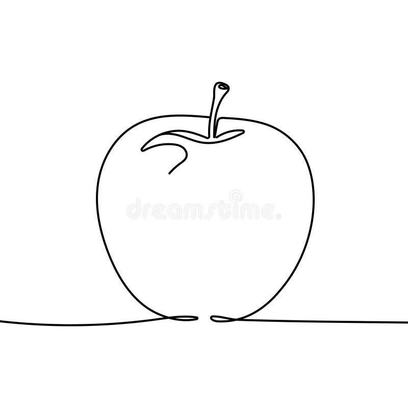 Apple Continuous Line Drawing, Hand Drawn Editable Stroke Stock ...