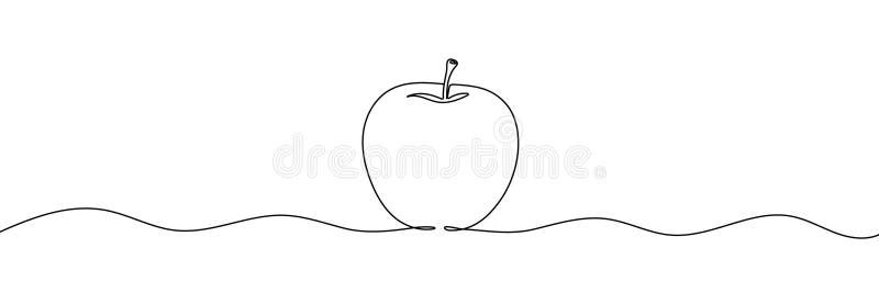 Apple Continuous Line Drawing, Hand Drawn Editable Stroke Stock ...