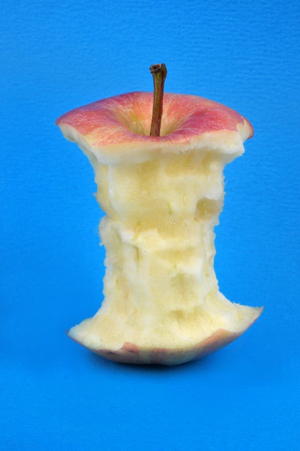 Apple Core Close-up on Blue Background Stock Image - Image of nutrition ...