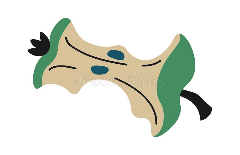 Apple Core Food Waste Flat Icon Sorted Organic Garbage Stock Vector ...