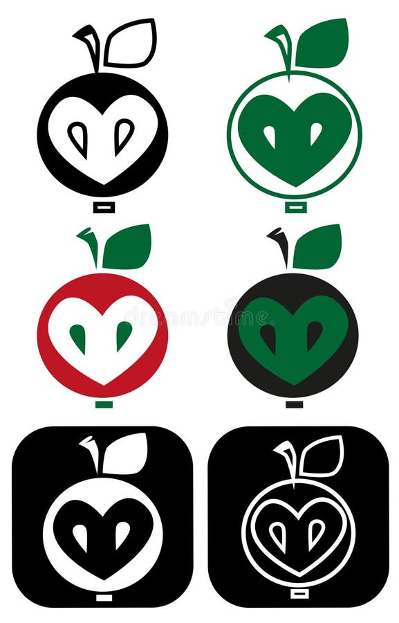 Apple core heart stock vector. Illustration of heart - 46200751