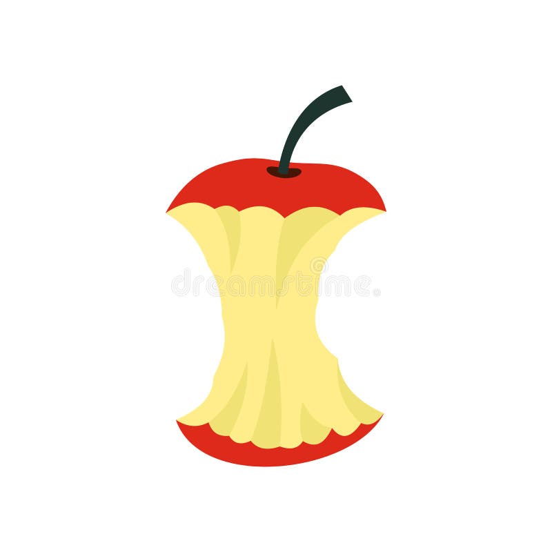 Apple Core Icon, Flat Style Stock Vector - Illustration of dessert ...