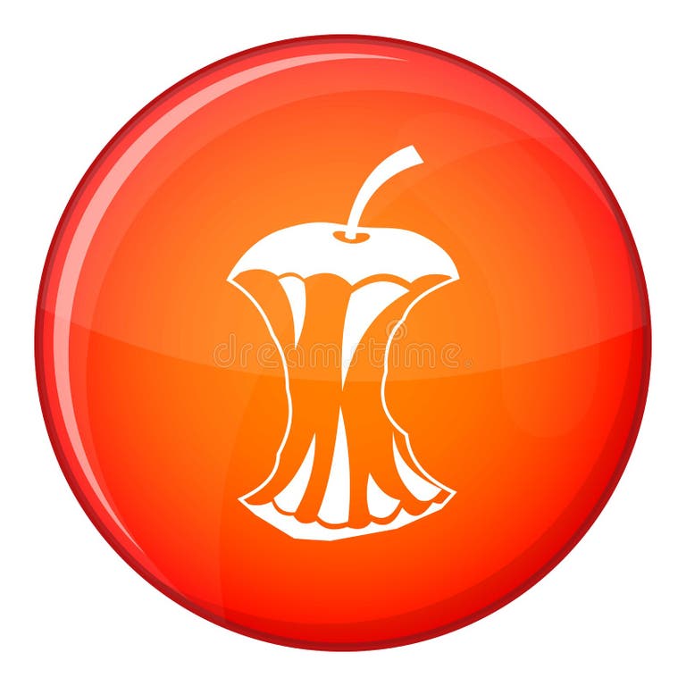 Apple Core Icon, Flat Style Stock Illustration - Illustration of ...