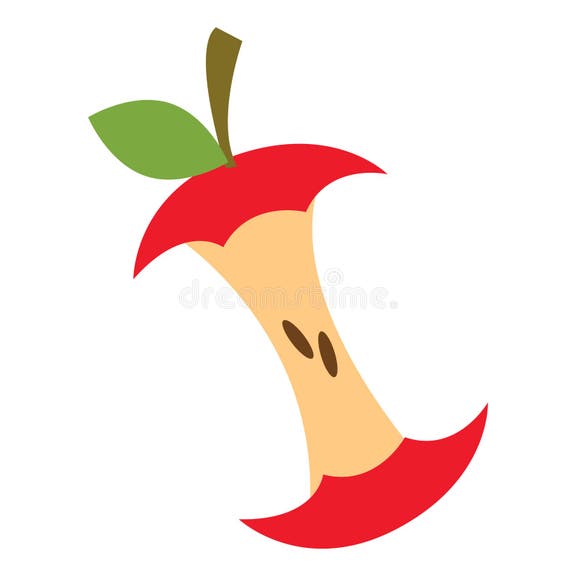 Apple Core with Leaf. Vector Stock Illustration - Illustration of ...