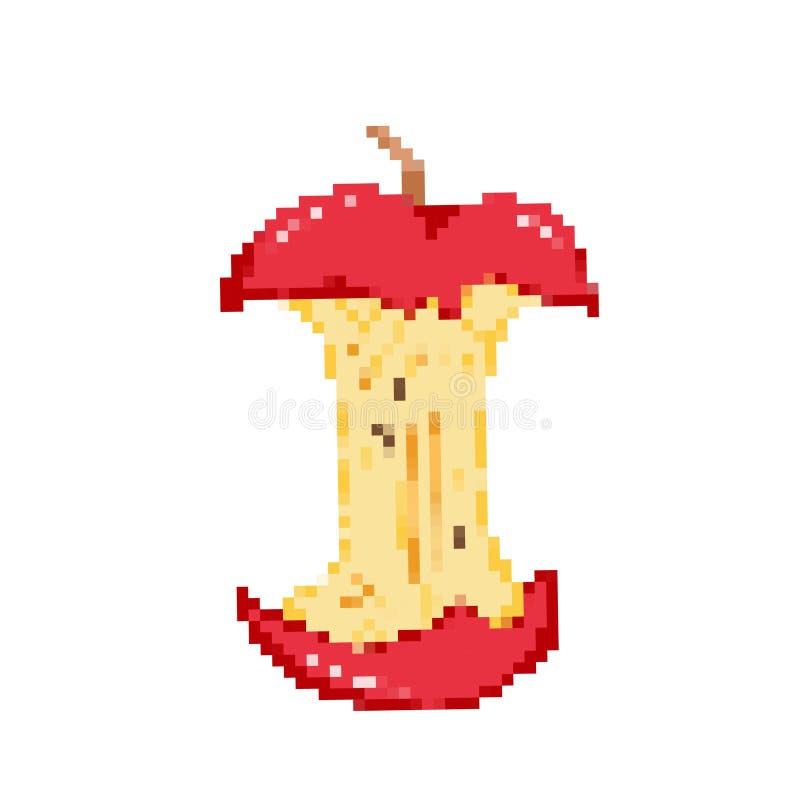 Apple Core Pixel Art Styled Vector Illustration Stock Vector ...