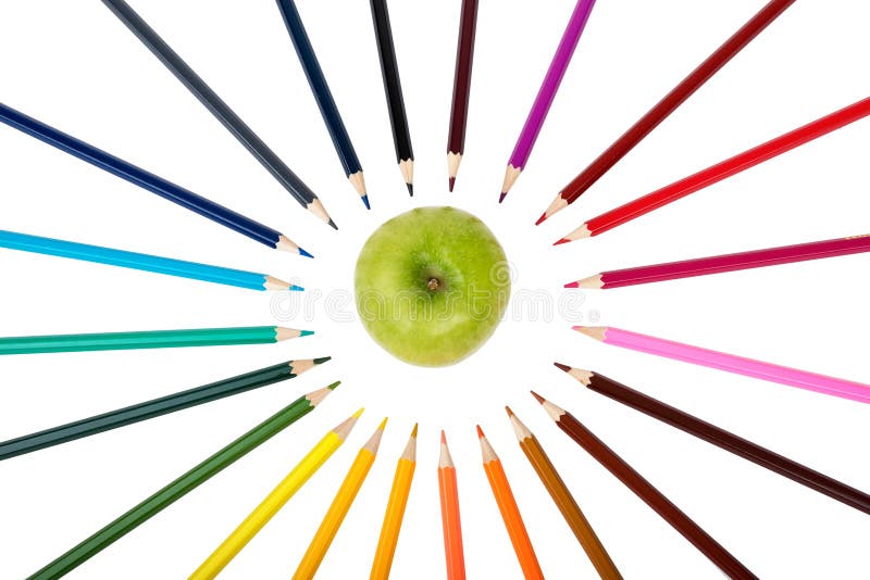 Apple and crayons stock image. Image of food, healthy - 25441227