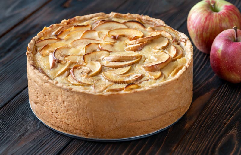 Apple cream cake stock photo. Image of tart, fall, baked - 229267402
