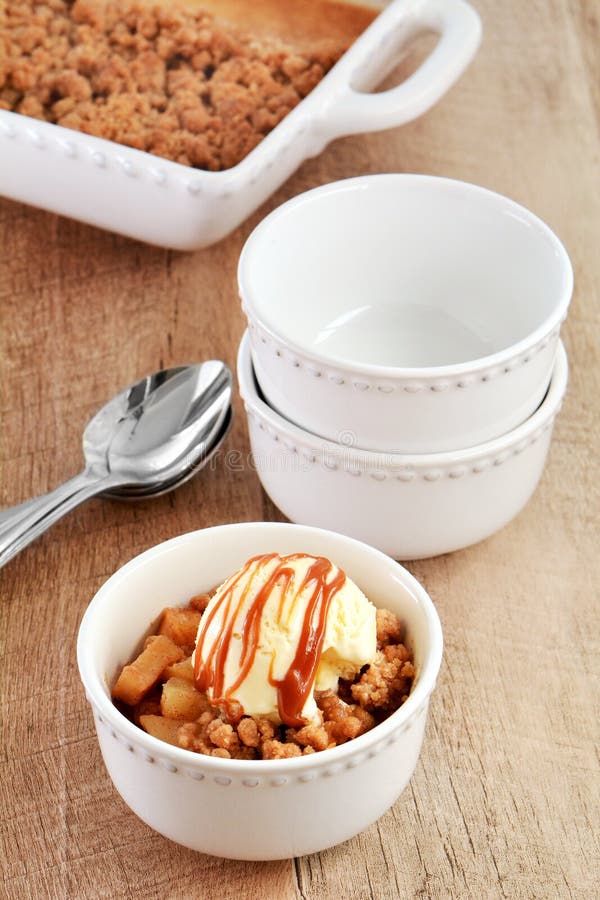 Apple Crumble with Ice Cream Stock Image - Image of apple, crumble ...