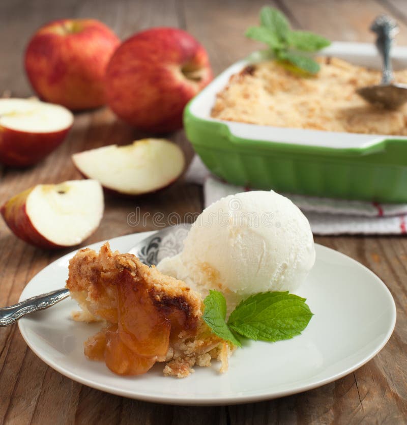 Apple crumble stock photo. Image of pudding, spoon, fresh - 33148544