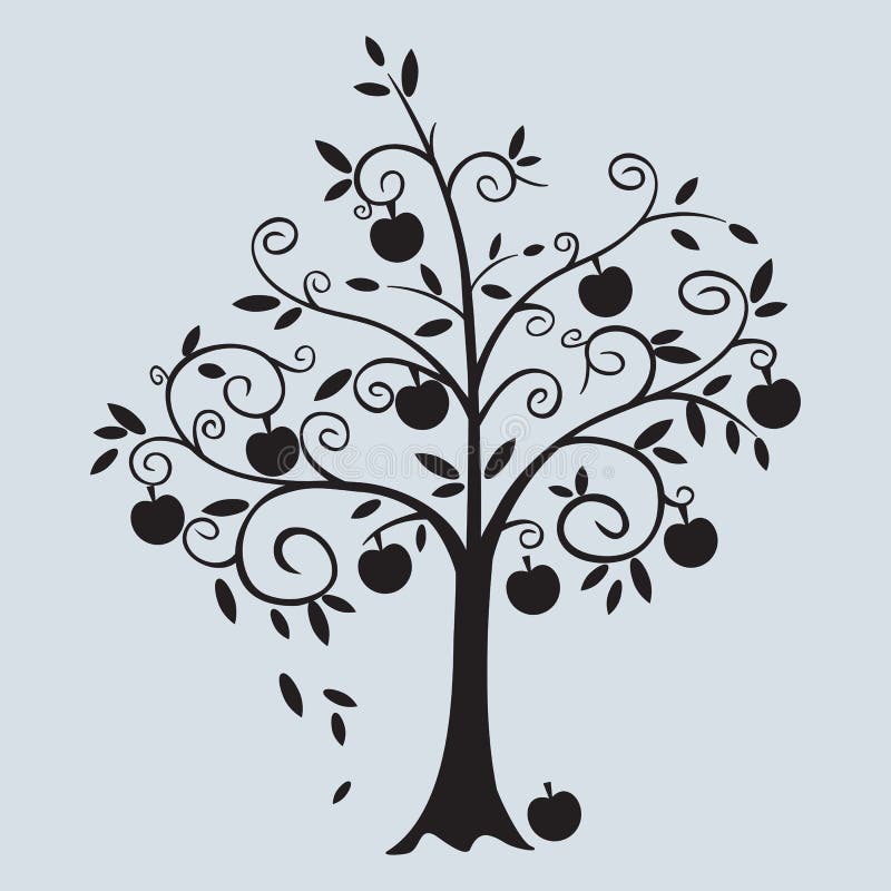 Apple Curly Tree Vector Illustration Stock Vector - Illustration of ...