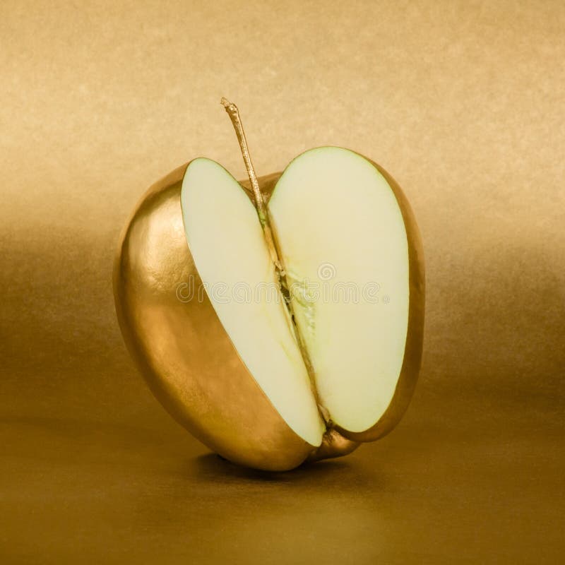 Gold apple. stock image. Image of goldish, rich, bright - 24013123