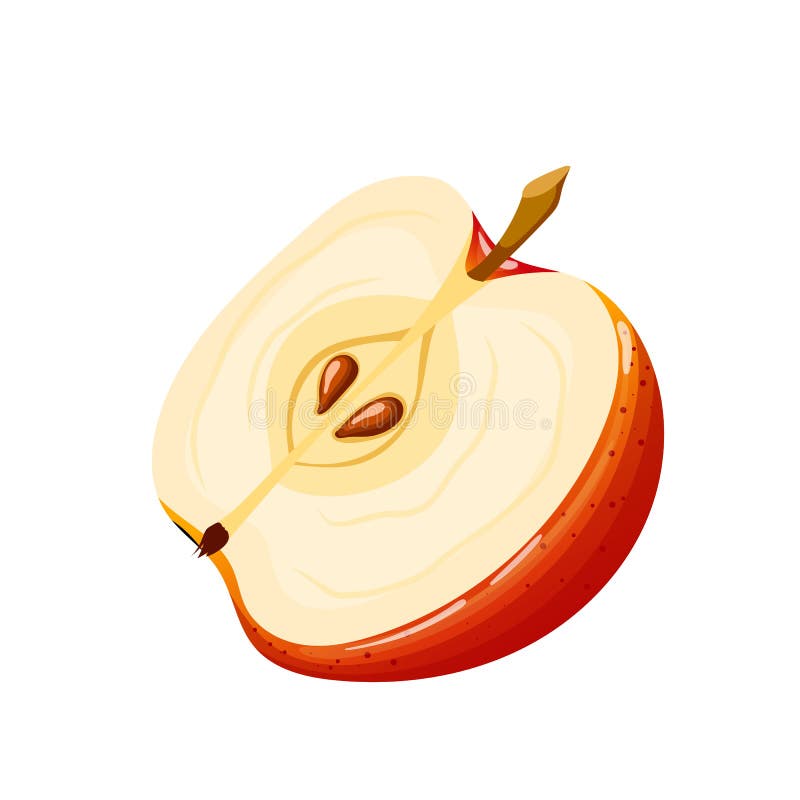 Apple Cut Slice Cartoon Vector Illustration Stock Vector - Illustration ...