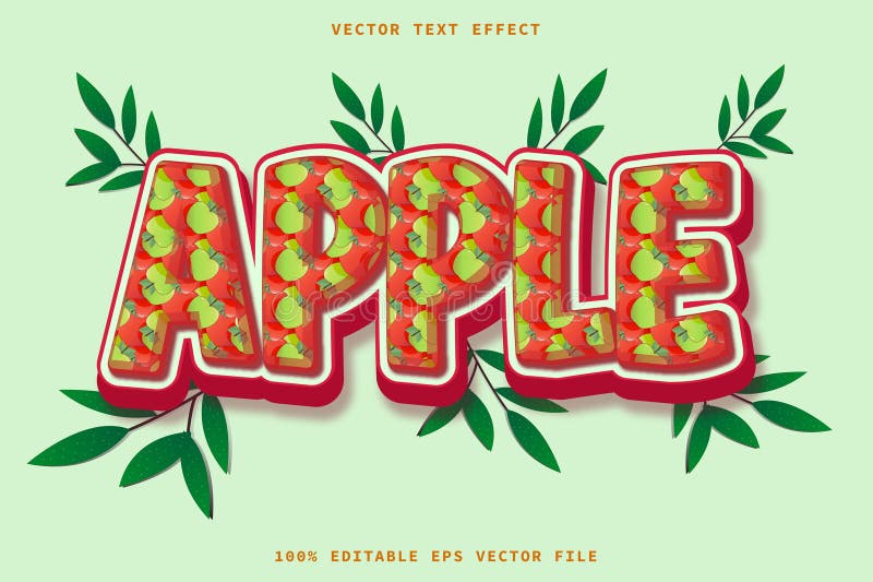 Apple 3d Text Effect Realistic Eps Editable Text Stock Vector ...