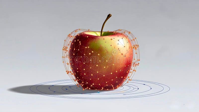 Apple with Digital Network Overlay Representing Data and Connectivity ...