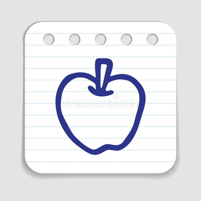 Apple Doodle Icon Hand Drawn with Blue Pen on a Notepaper Stock Vector ...