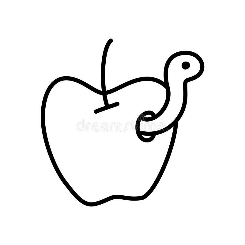 Apple Doodle Icon Hand Drawn with Thin Line in Minimalistic Style Stock ...