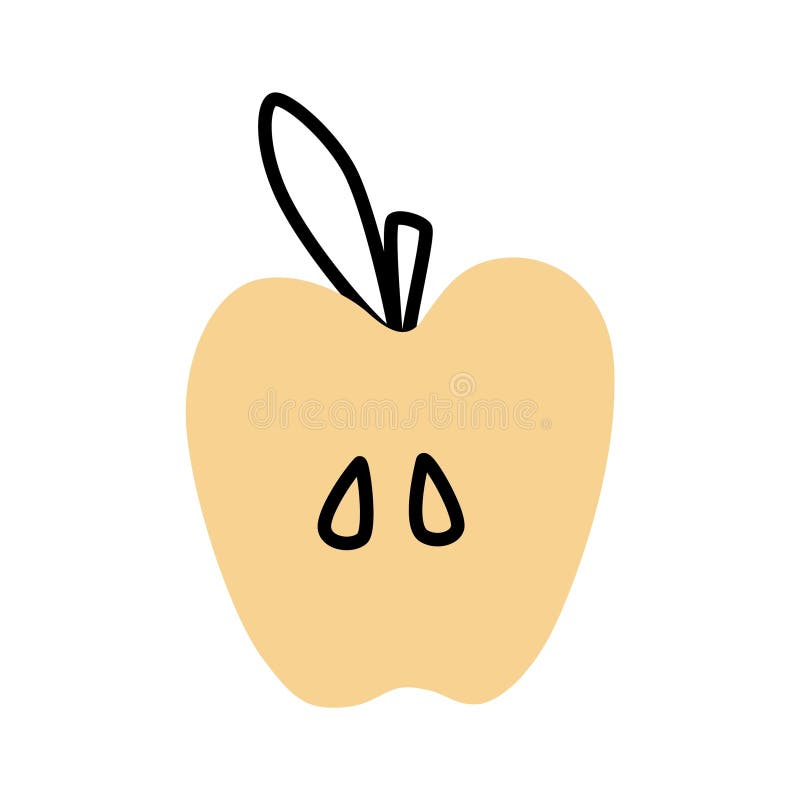 Apple Doodle Hand Drawn Icon Set. Outline Drawing Apple Line Clipart ...