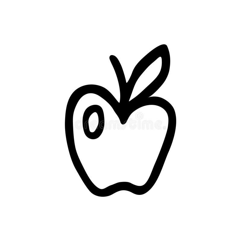 Apple Doodle Hand Drawn Icon Set. Outline Drawing Apple Line Clipart ...