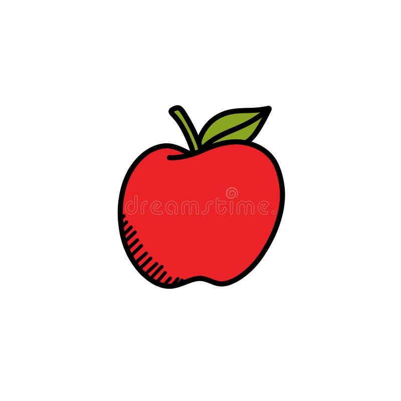 Apple Doodle Icon , Vector Color Line Illustration Stock Vector ...