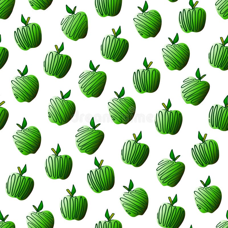 Apple Doodle Seamless Pattern Easy 2-09 Stock Vector - Illustration of ...