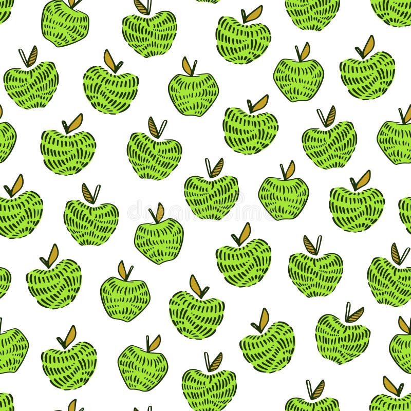 Apple Doodle Seamless Pattern Easy 2-01 Stock Vector - Illustration of ...