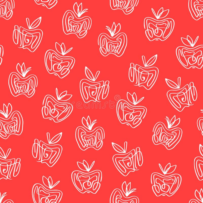 Apple Doodle Seamless Pattern Easy 2-07 Stock Vector - Illustration of ...