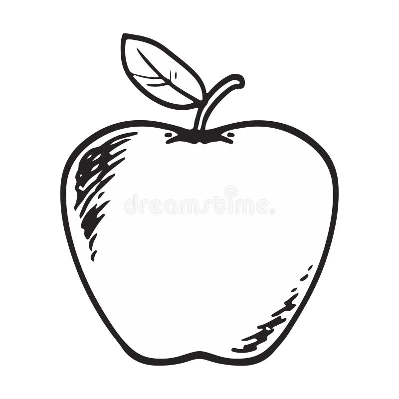 Apple Drawing Doodle. Black and White Colors Stock Vector ...