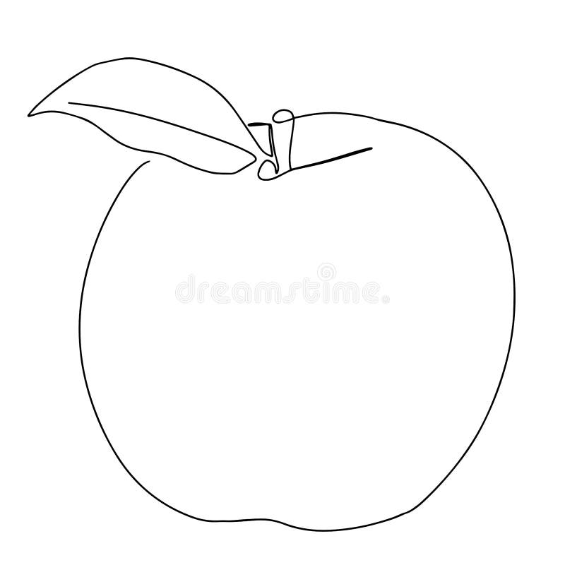 An Apple Drawn with a Single Line. Vector Illustration on a White ...