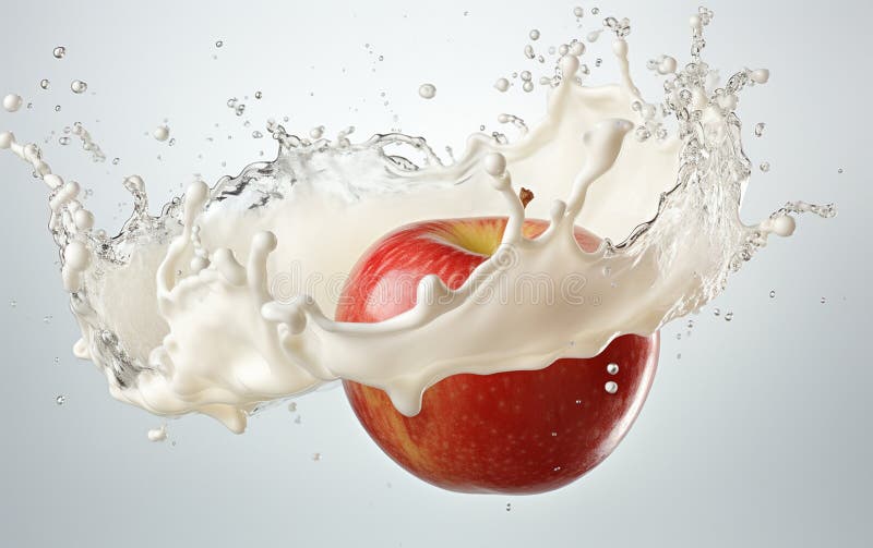 Apple Drop Milk Splash on Transparent Surface Stock Illustration ...