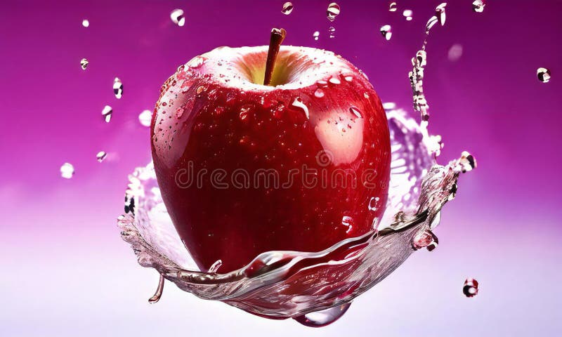 Apple Drop into Splash Water, Background Stock Illustration ...