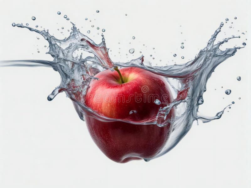 Apple Drop into Splash Water, Background Stock Illustration ...