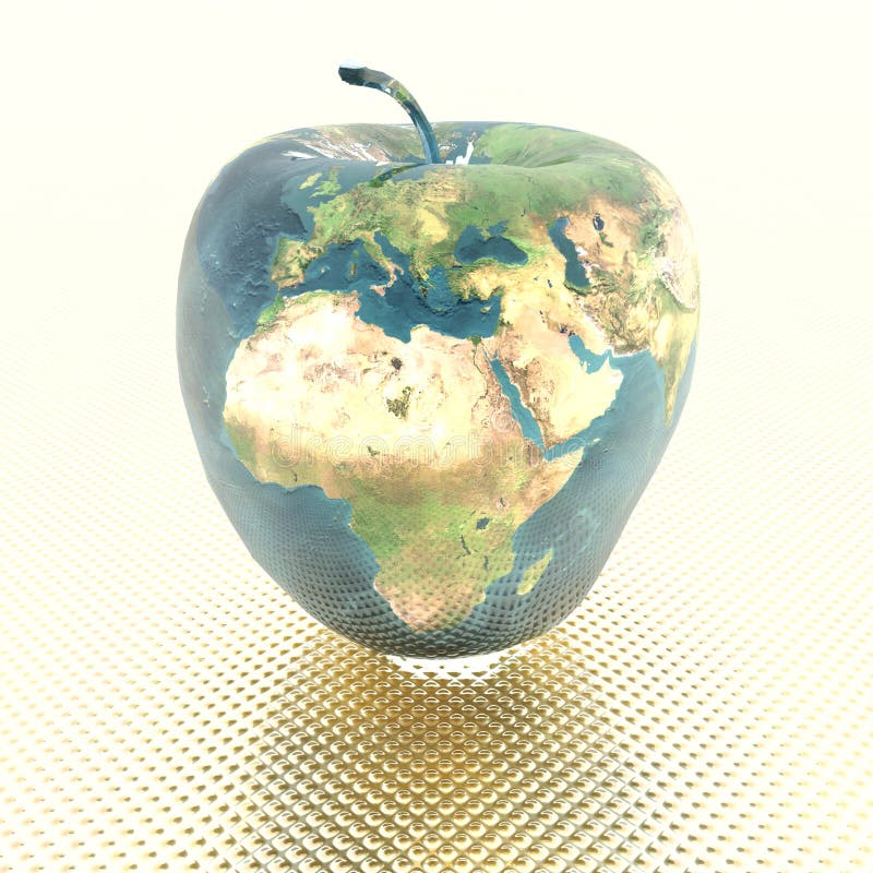Apple with earth texture stock illustration. Illustration of europe ...