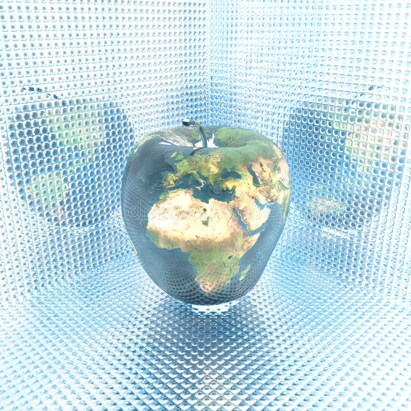 Apple with earth texture stock illustration. Illustration of globe ...