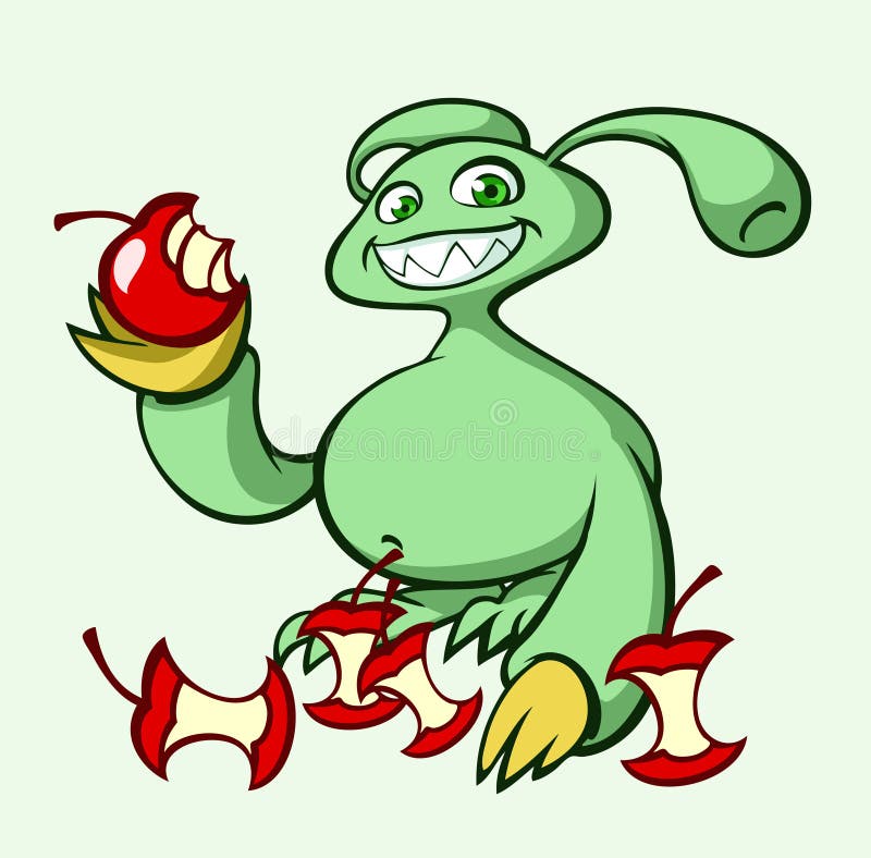 Apple Eater stock vector. Illustration of cartoon, feeler - 20103365