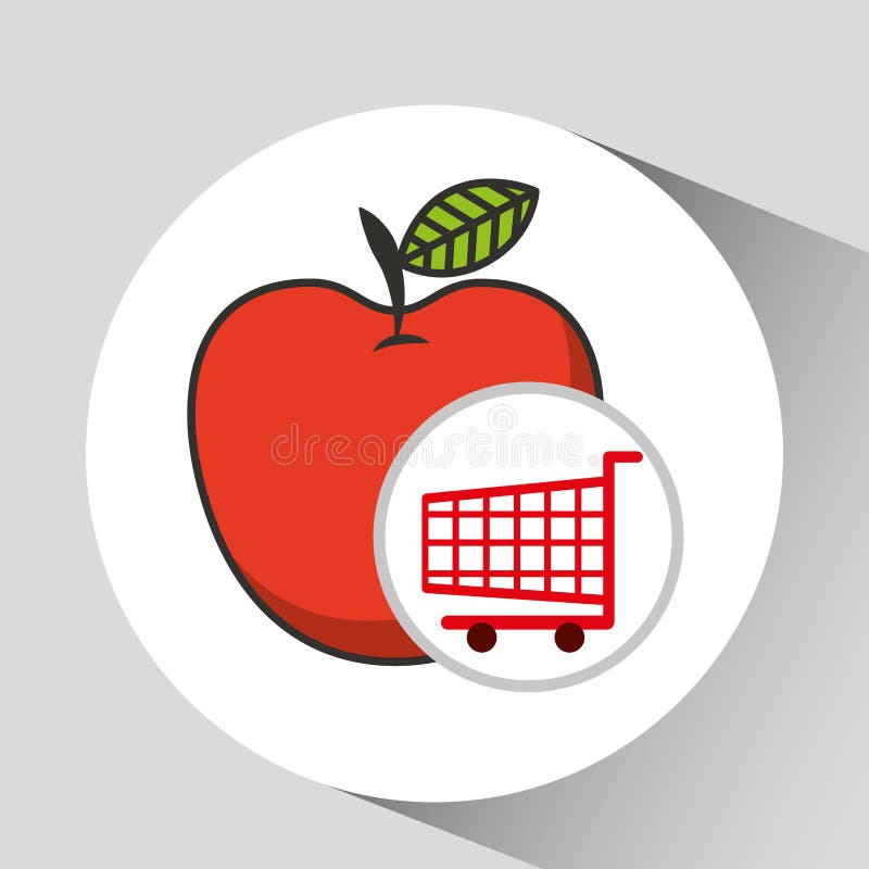 Apple Ecommerce Shopping Cart Graphic Stock Vector - Illustration of ...