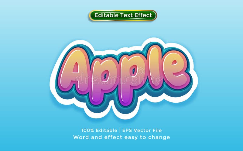 Apple editable text effect stock vector. Illustration of title - 268943291
