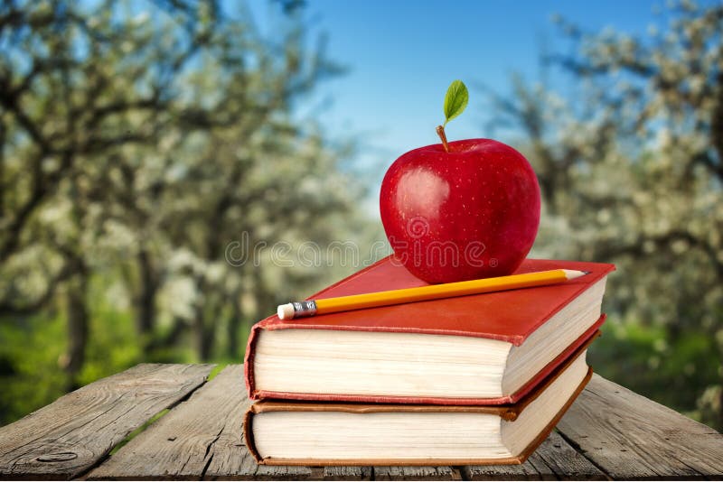 Apple stock photo. Image of student, book, teaching, fruit - 60356912