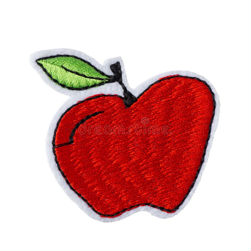 Apple Embroidered Patch Isolated on White Background Stock Image ...
