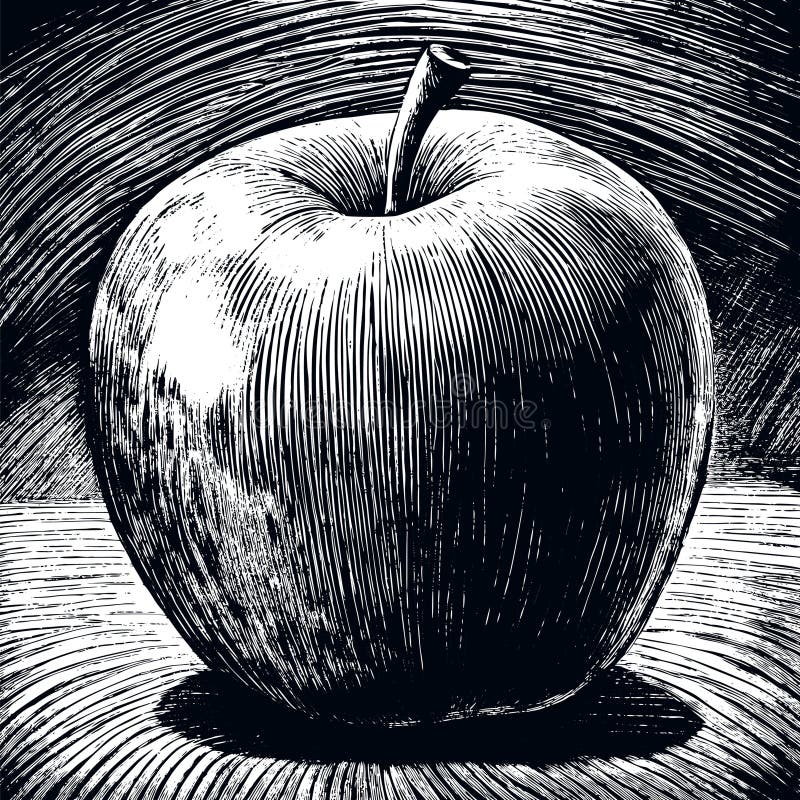 Apple Engraved Vector Illustration Stock Illustration - Illustration of ...