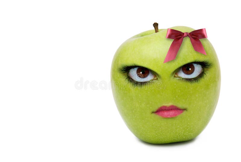 Apple with a face stock photo. Image of person, makeup - 13086180