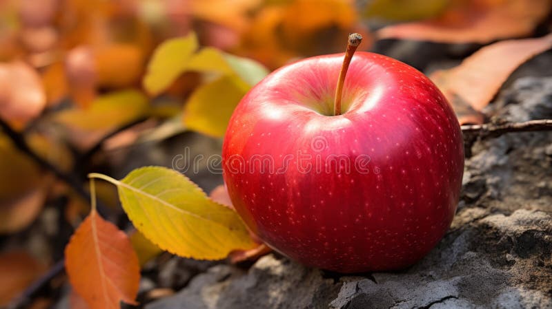 Apple and fall foliage stock illustration. Illustration of food - 291336805