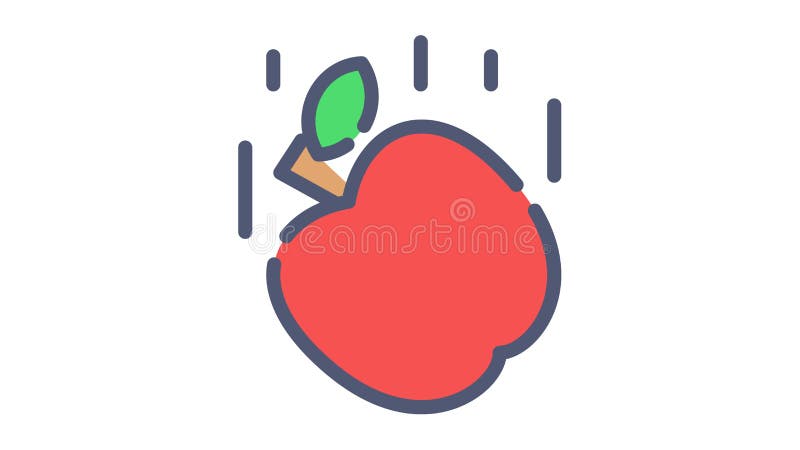 Apple Fall Single Isolated Icon with Flat Dash or Dashed Style Stock ...
