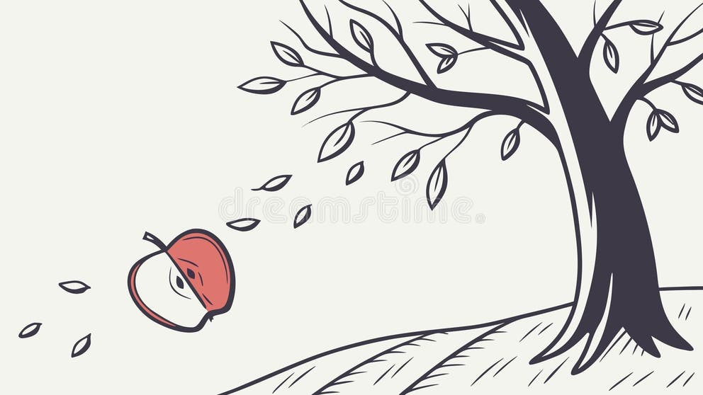 Apple Falling from Tree, Gravity and Harvest Symbol. Vector Design ...