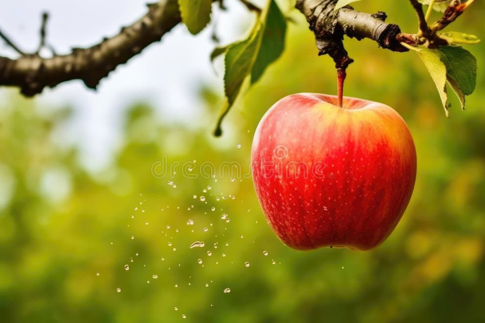 An Apple Falling from a Tree, Seeds Exposed Stock Image - Image of ...