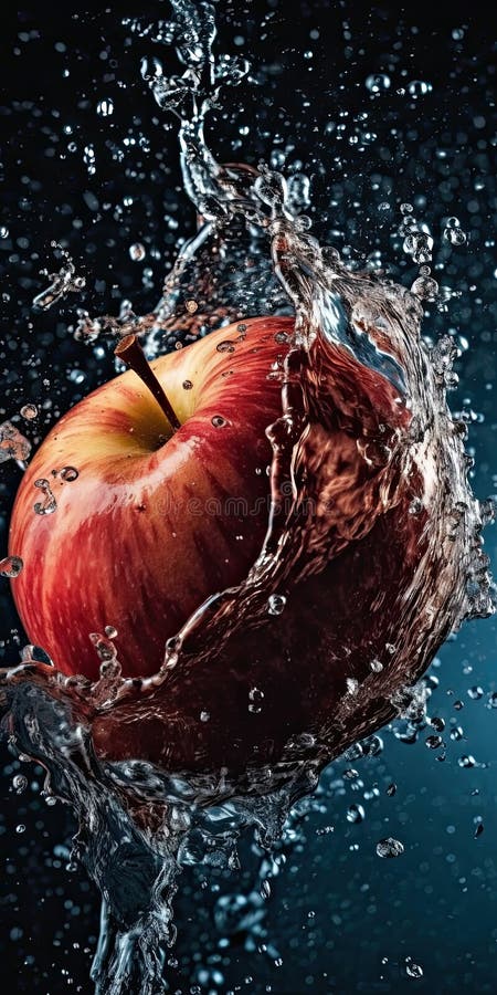 Apple Falling into the Water. Stock Illustration - Illustration of ...