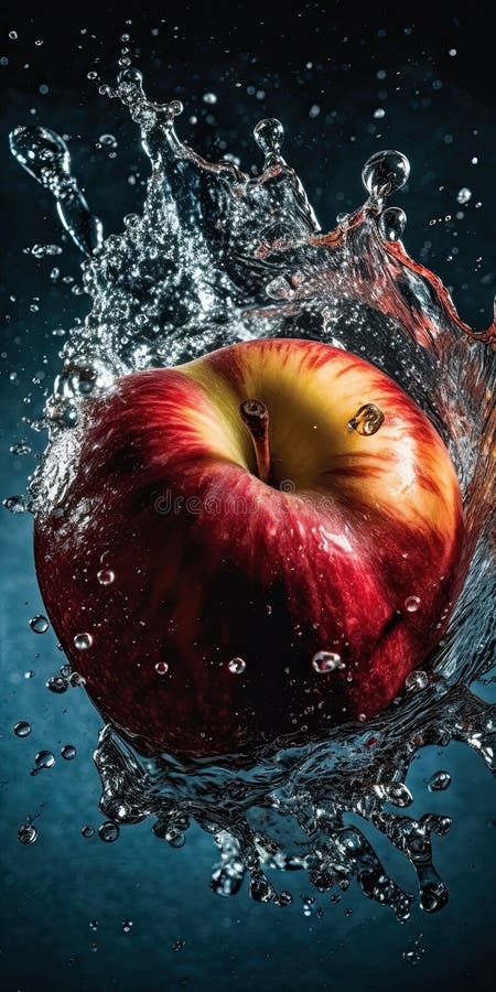 Apple Falling into the Water. Stock Illustration - Illustration of diet ...
