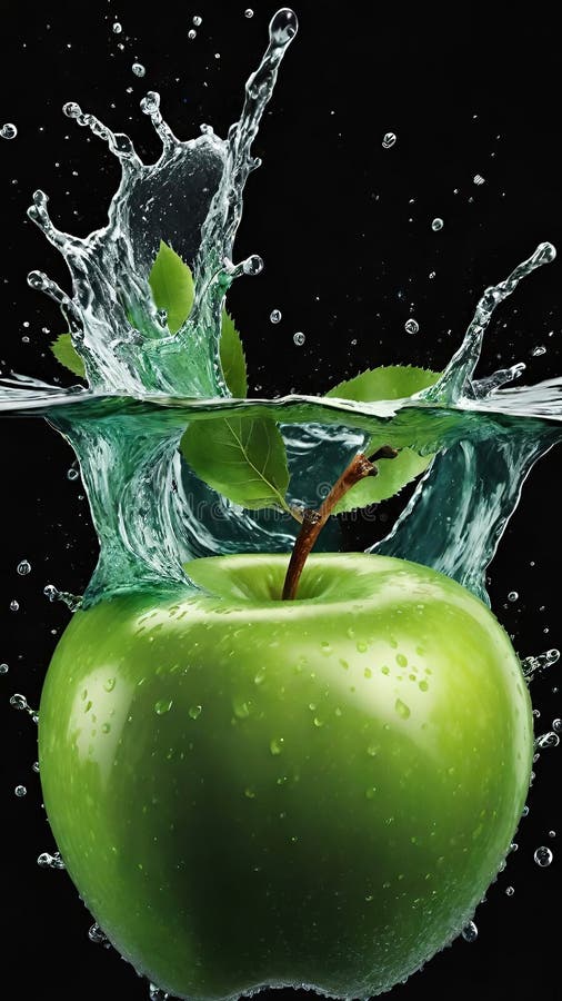 Apple Falling into Water with Splash, Isolated on Background Stock ...