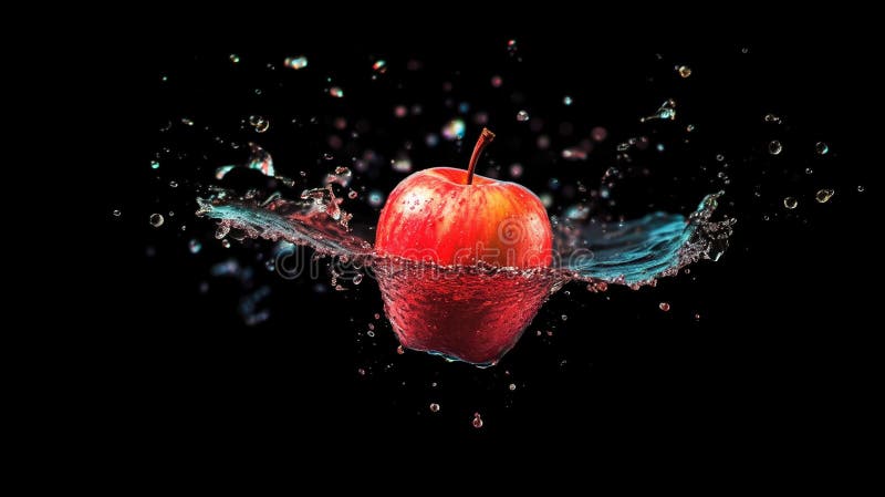 The Apple Falls into the Water. AI Generated Stock Illustration ...