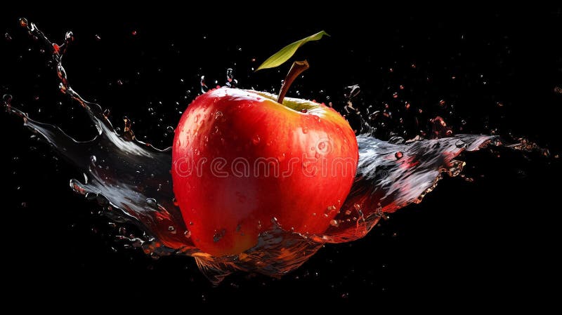 The Apple Falls into the Water. AI Generated Stock Photo - Image of ...