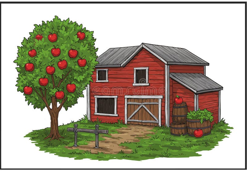 Apple farm clipart stock vector. Illustration of agriculture - 365470860
